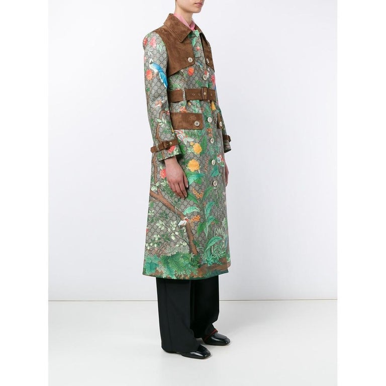 GUCCI Tian Print GG Supreme Leather Trench Coat IT38 US2 at 1stDibs ...