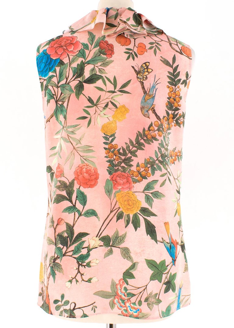 Gucci Tian Print Sleeveless Silk Top 40 at 1stDibs