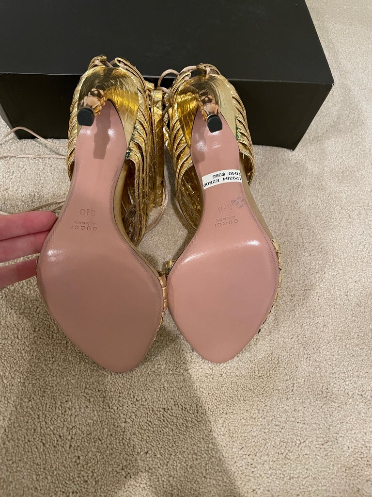 GUCCI TOM FORD '04 python metal bamboo heels at 1stDibs