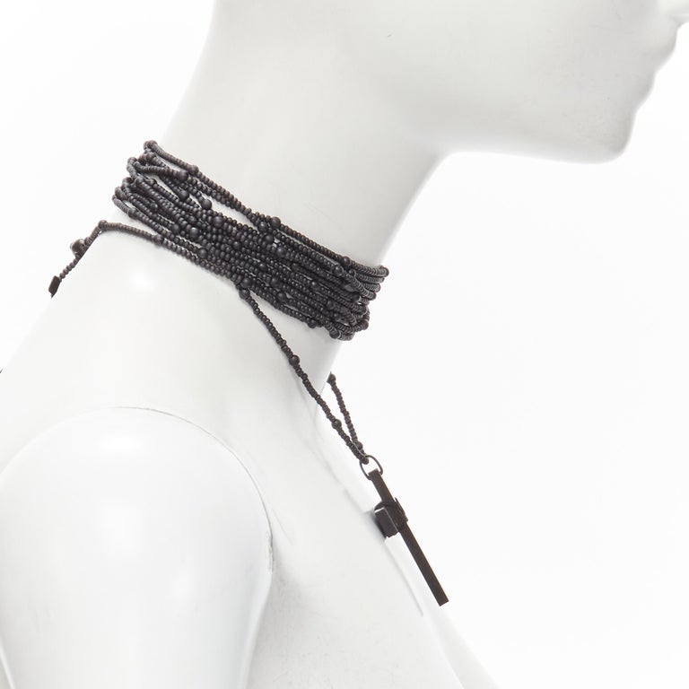 GUCCI TOM FORD 2002 Runway Ebony cross black beaded choker Gothic ...