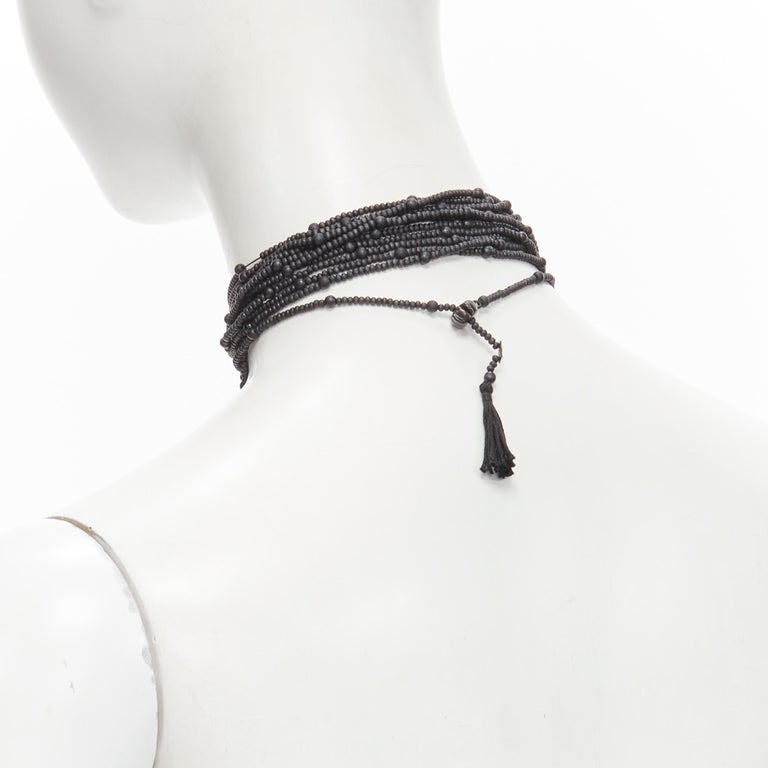 GUCCI TOM FORD 2002 Runway Ebony cross black beaded choker Gothic ...