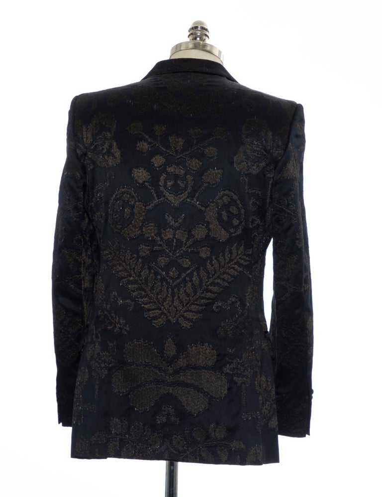 Gucci Tom Ford Black Satin Jacquard Tuxedo Blazer, Spring 2000 at 1stDibs