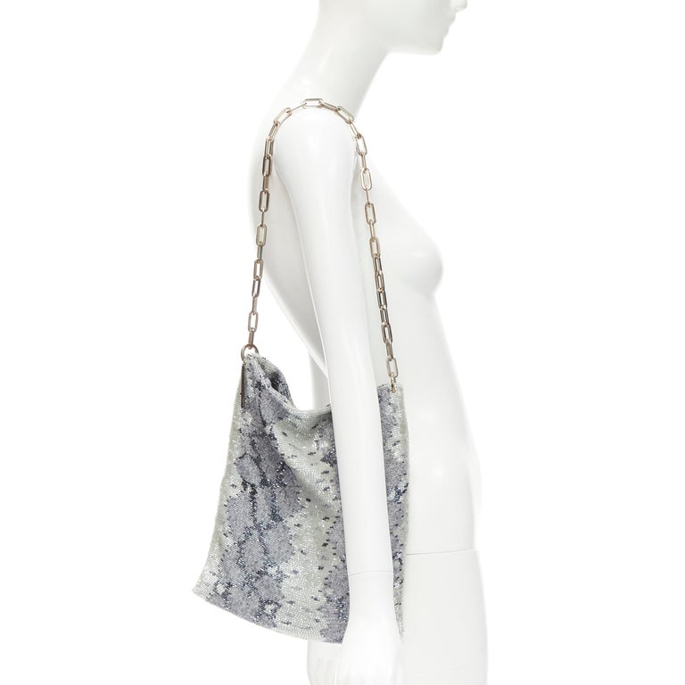 GUCCI TOM FORD Vintage blue grey python bead embellished silver chain ...