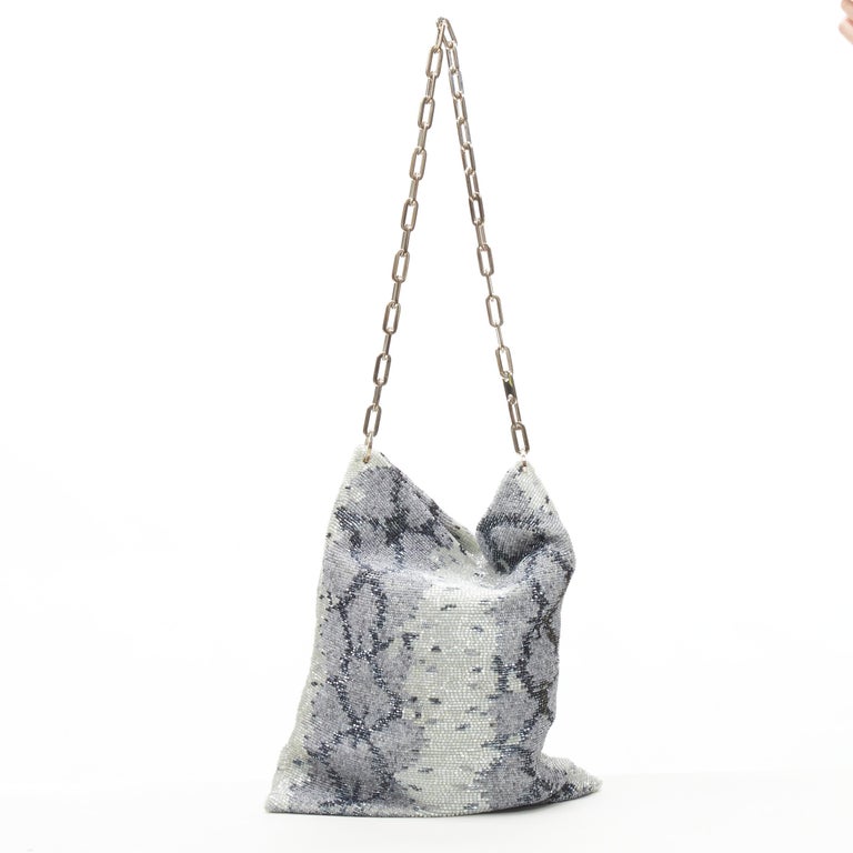 GUCCI TOM FORD Vintage blue grey python bead embellished silver chain ...