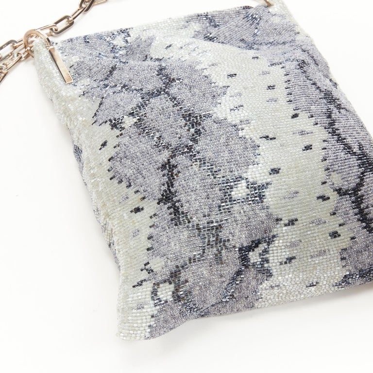 GUCCI TOM FORD Vintage blue grey python bead embellished silver chain ...