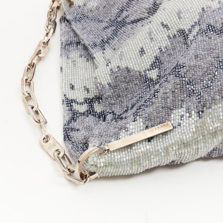GUCCI TOM FORD Vintage blue grey python bead embellished silver chain ...