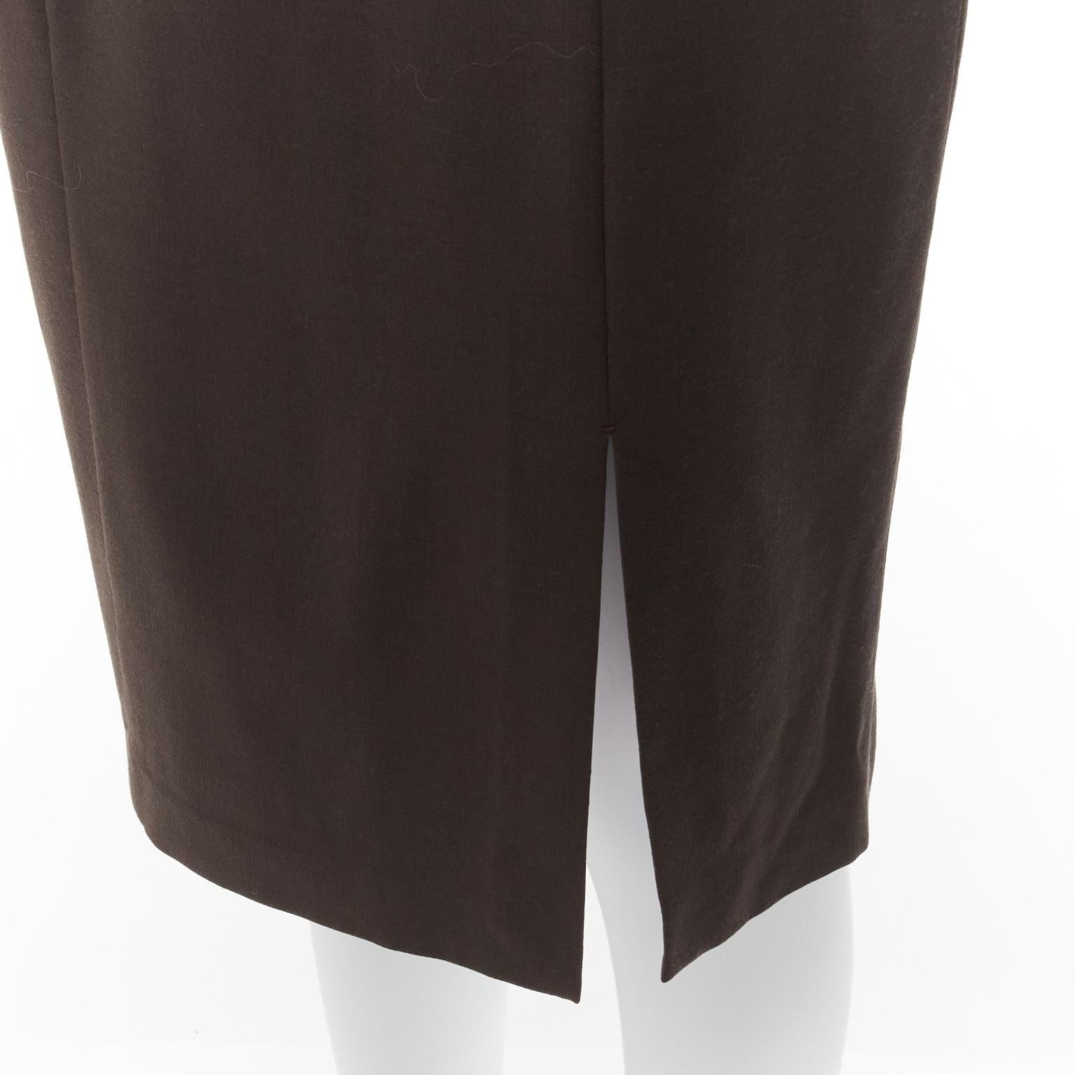 GUCCI Tom Ford Vintage brown panelled darts seam side slit pencil knee skirt For Sale at 1stDibs