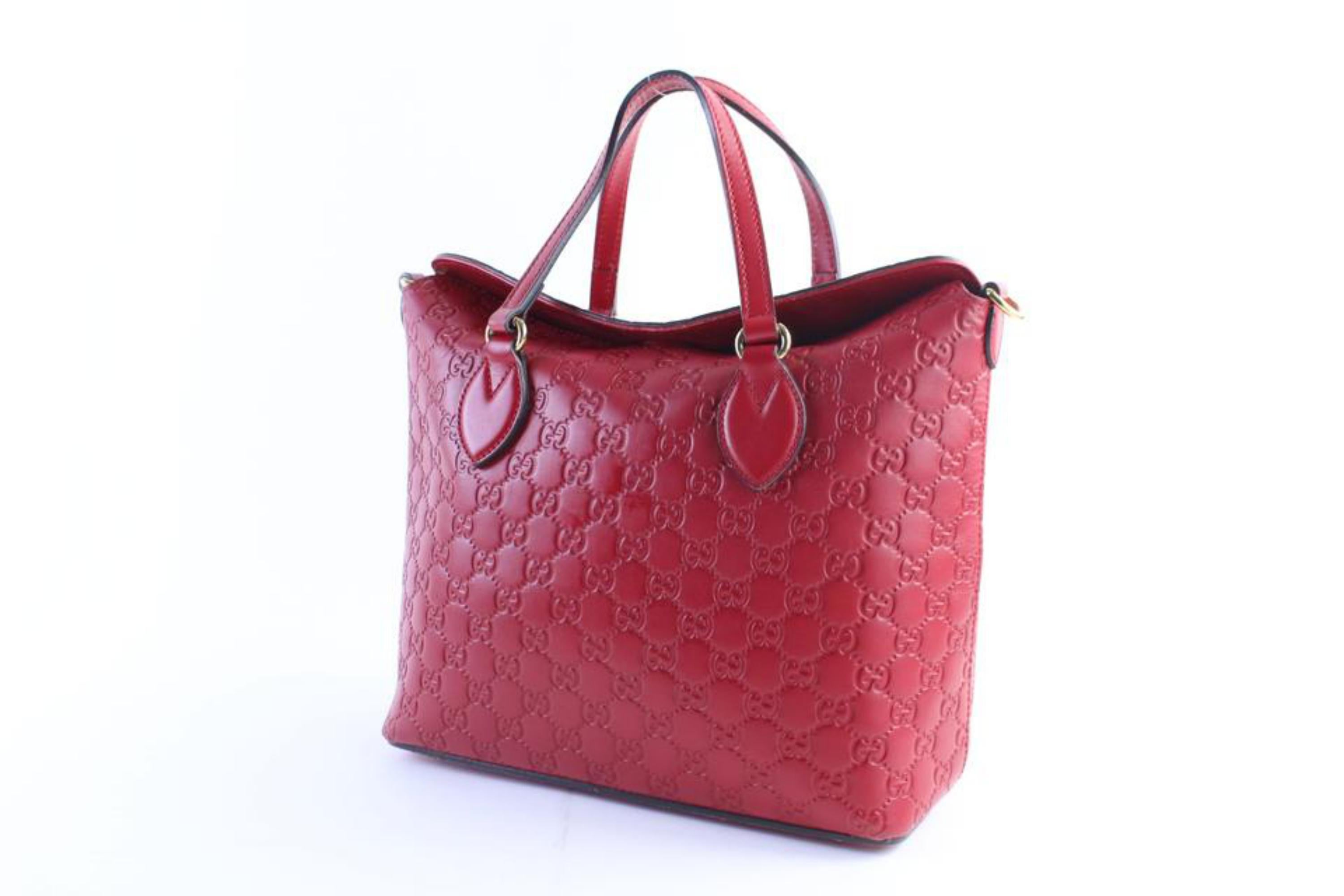 Gucci Top Handle Tote 11gr0606 Red Guccissima Leather Shoulder Bag For ...