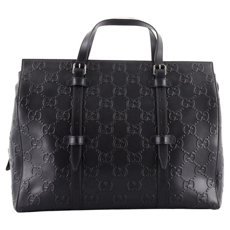 Gucci Tote Bag GG Embossed Perforated Leather at 1stDibs
