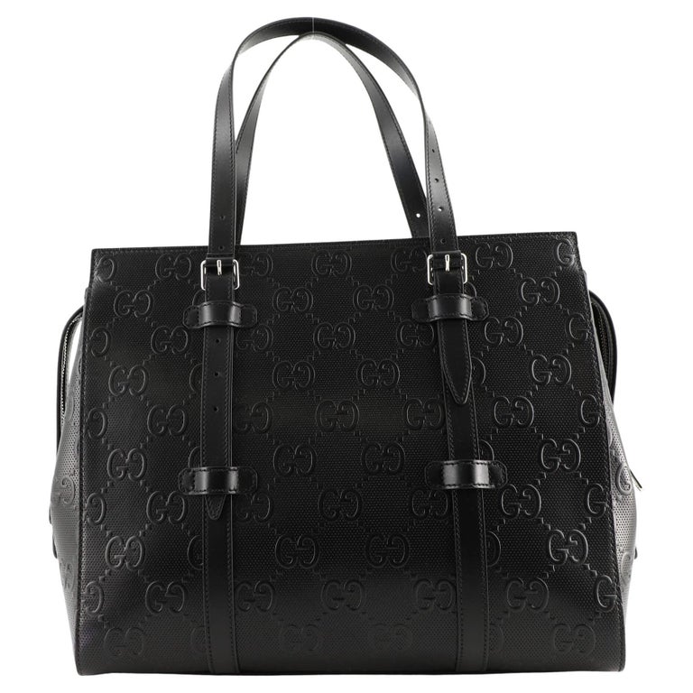 Gucci Tote Bag GG Embossed Perforated Leather For Sale at 1stDibs