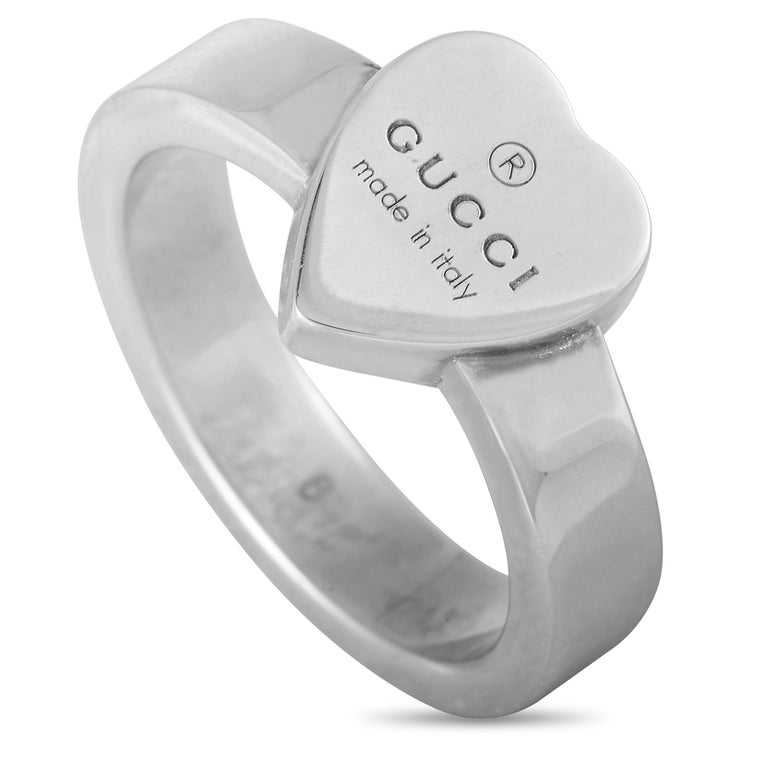 Gucci Trademark Silver Heart Motif Ring at 1stDibs