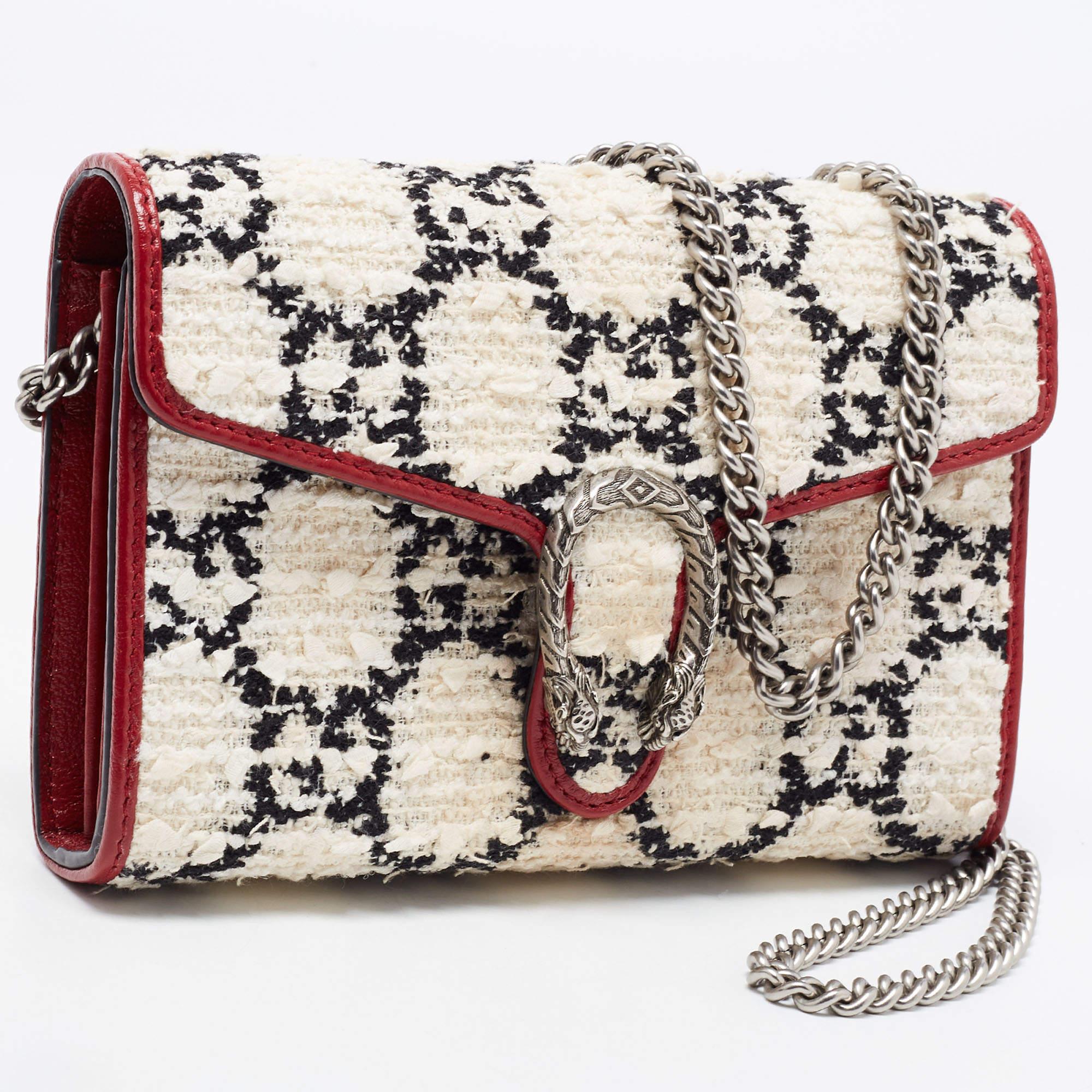 Gucci Tri Color Tweed and Leather Mini Dionysus Chain Bag For Sale at ...