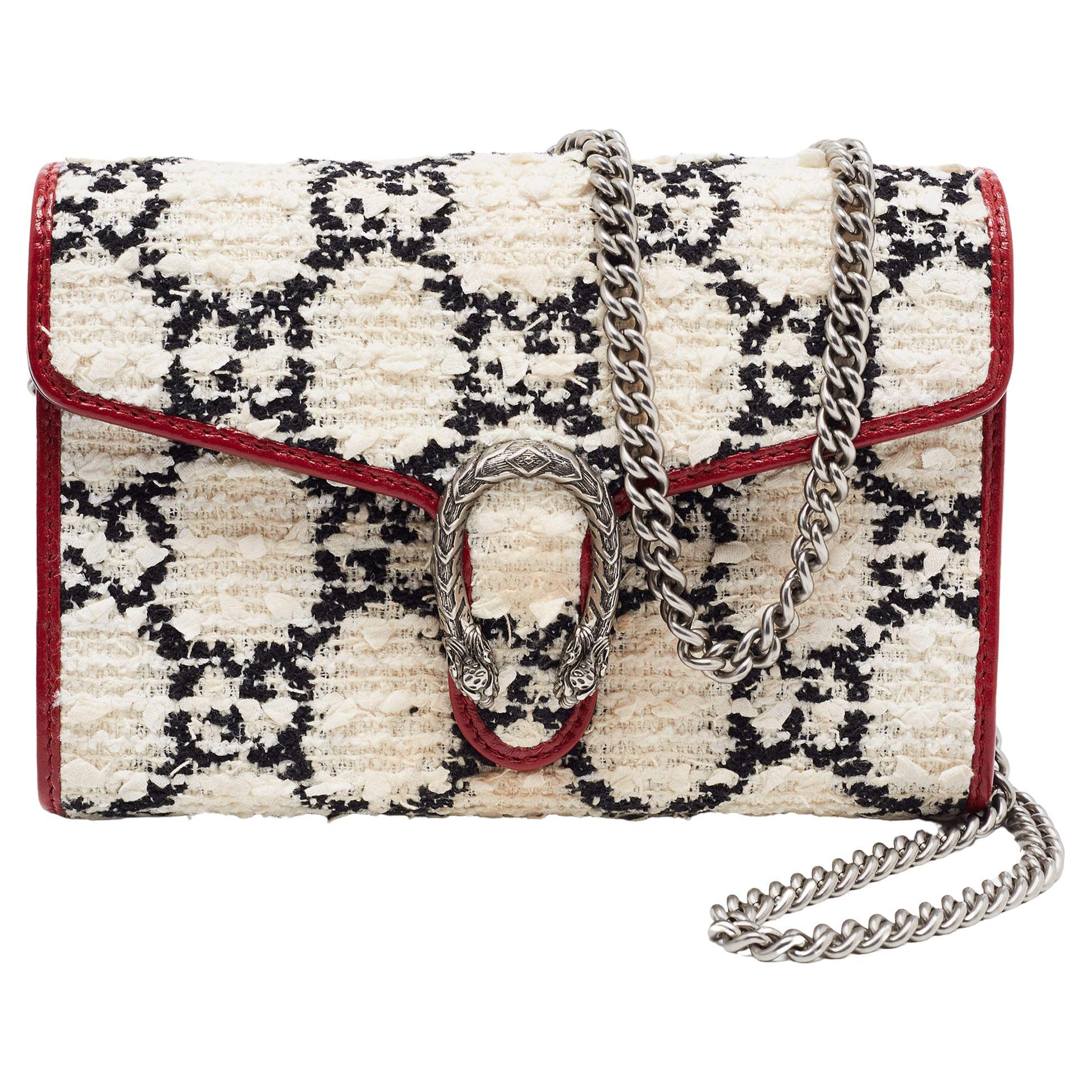 Gucci Tri Color Tweed and Leather Mini Dionysus Chain Bag For Sale at ...