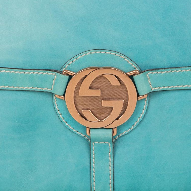 GUCCI turquoise leather GG BUCKLE Shoulder Bag at 1stDibs | gucci ...
