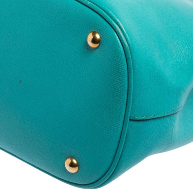Gucci Turquoise Leather Medium Bright Bit Tote For Sale at 1stDibs