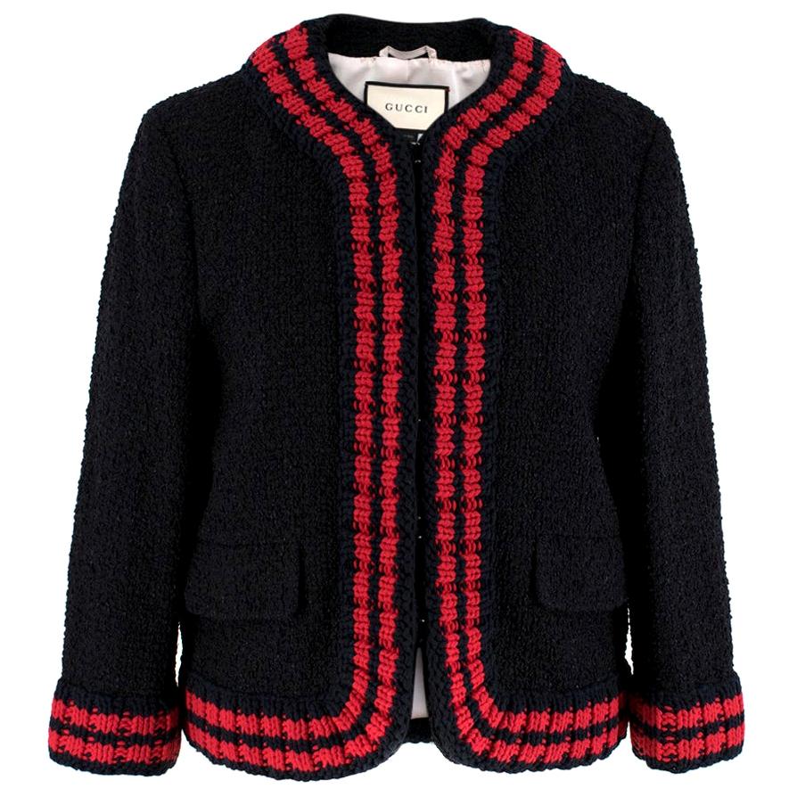 Gucci Tweed-Boucle Jacket With Red-Knit Trim SIZE 46 at 1stDibs | knit ...