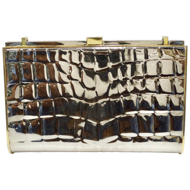 Gucci Two-Tone Crocodile Embossed Clutch For Sale at 1stDibs