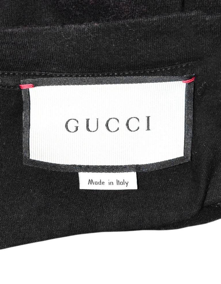 Gucci Unisex Distressed Black Embroidered Angry Cat T-Shirt sz S For ...