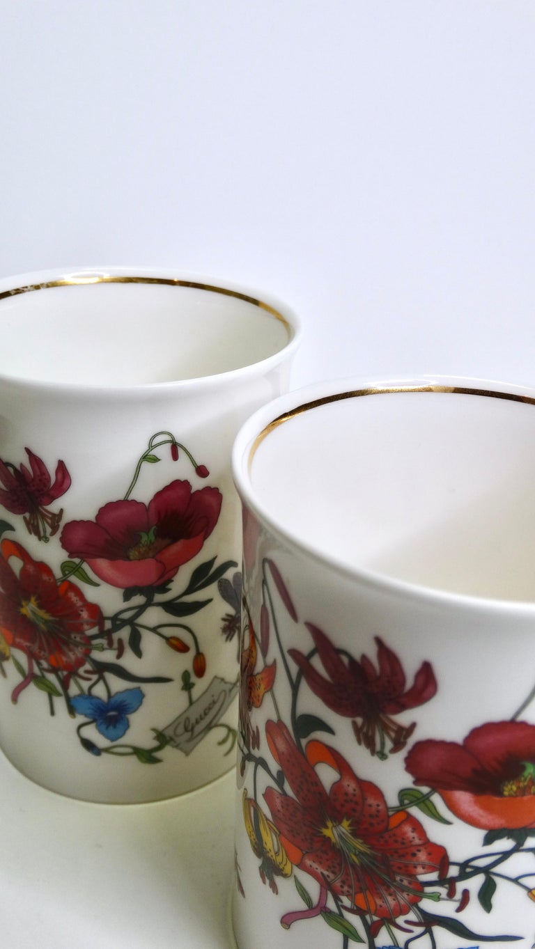 Gucci V Accornero Floral Mugs- Set of 7 For Sale at 1stDibs