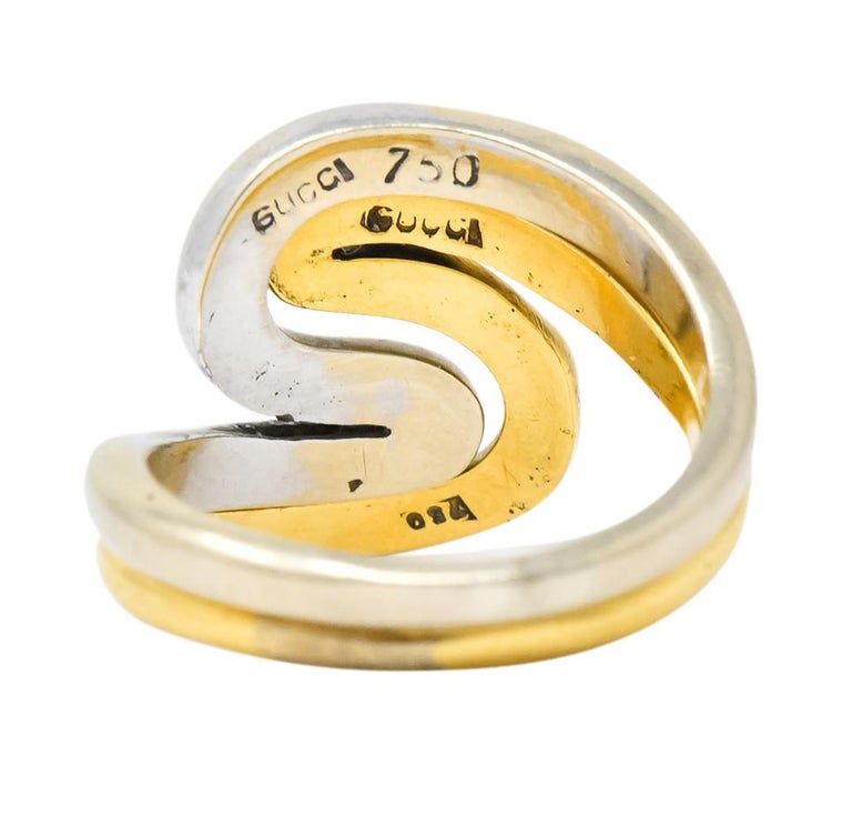 Gucci Vintage 18 Karat Two-Tone Gold Wave Stacking Rings at 1stDibs