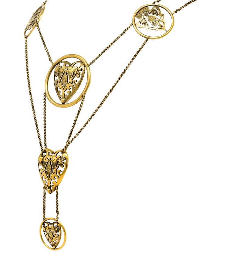 Gucci Vintage 18 Karat Yellow Gold Hysteria Knight Heraldic Crest Heart ...