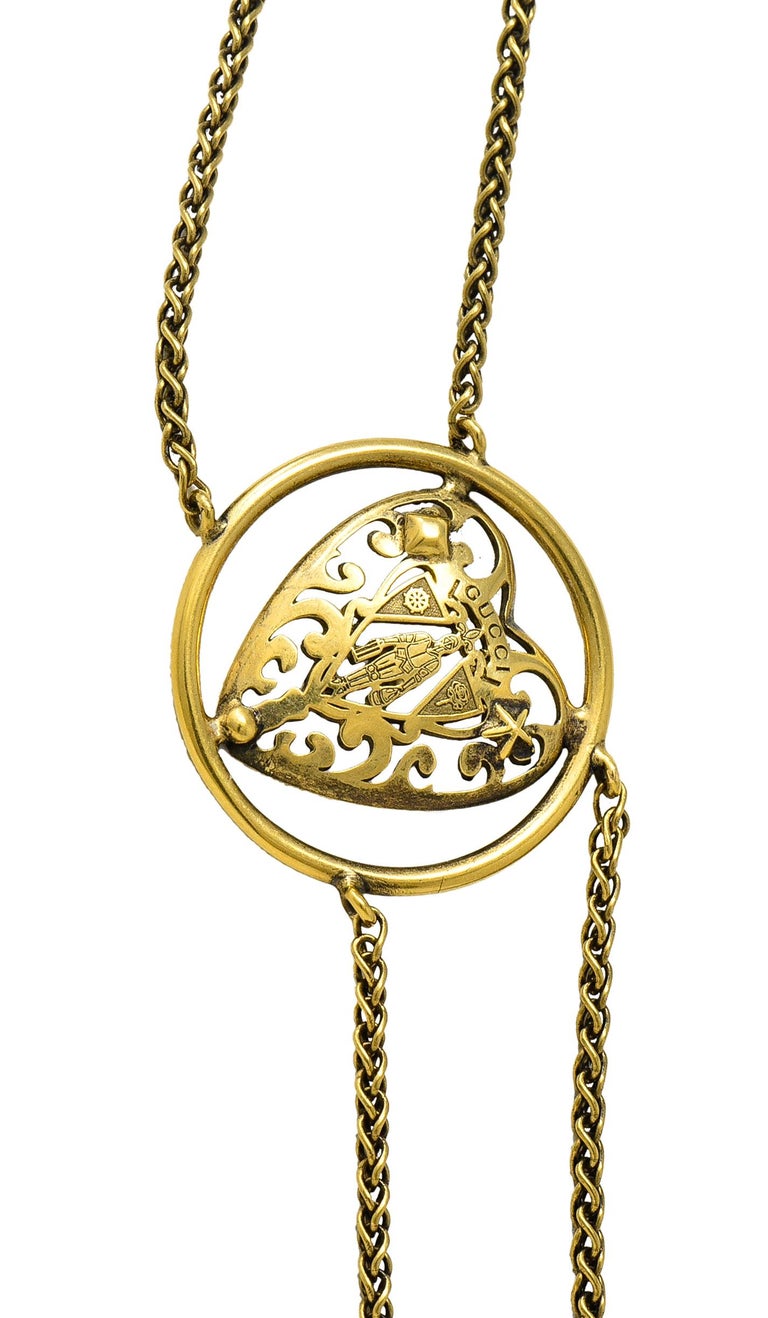 Gucci Vintage 18 Karat Yellow Gold Hysteria Knight Heraldic Crest Heart ...