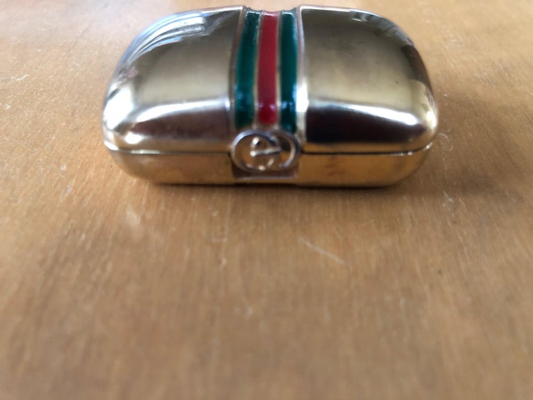 Gucci Vintage 70's Enamel Stripe Pillbox in Original Gucci Box at 1stDibs