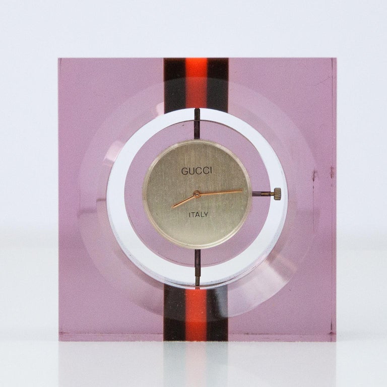 Gucci Vintage Acrylic Table Clock 1970 For Sale at 1stDibs