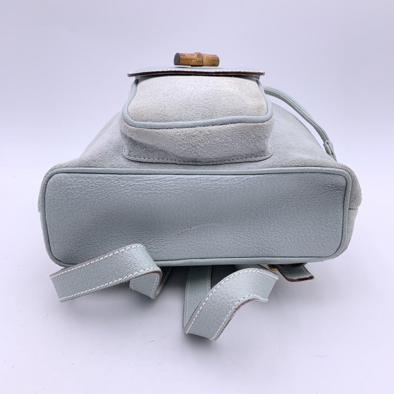 Gucci Vintage Baby Blue Suede Bamboo Small Backpack Shoulder Bag For ...