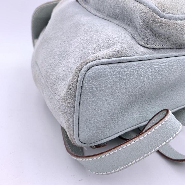 Gucci Vintage Baby Blue Suede Bamboo Small Backpack Shoulder Bag For ...
