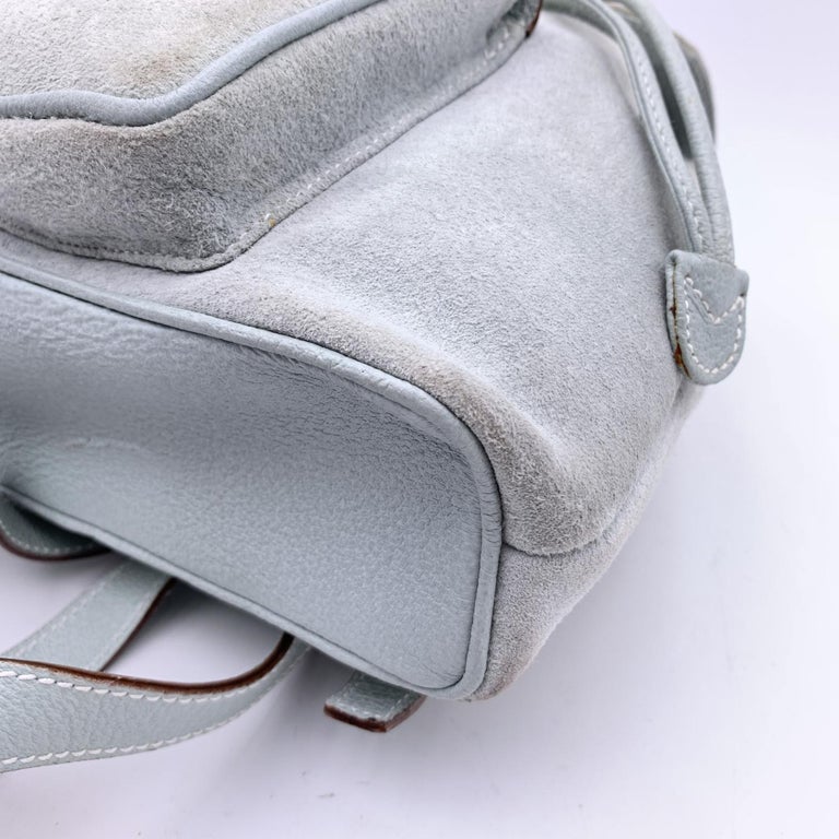 Gucci Vintage Baby Blue Suede Bamboo Small Backpack Shoulder Bag For ...