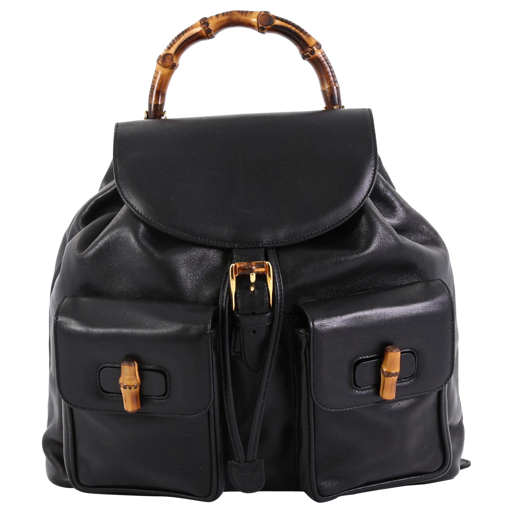 Gucci Vintage Bamboo Backpack Leather Medium at 1stDibs