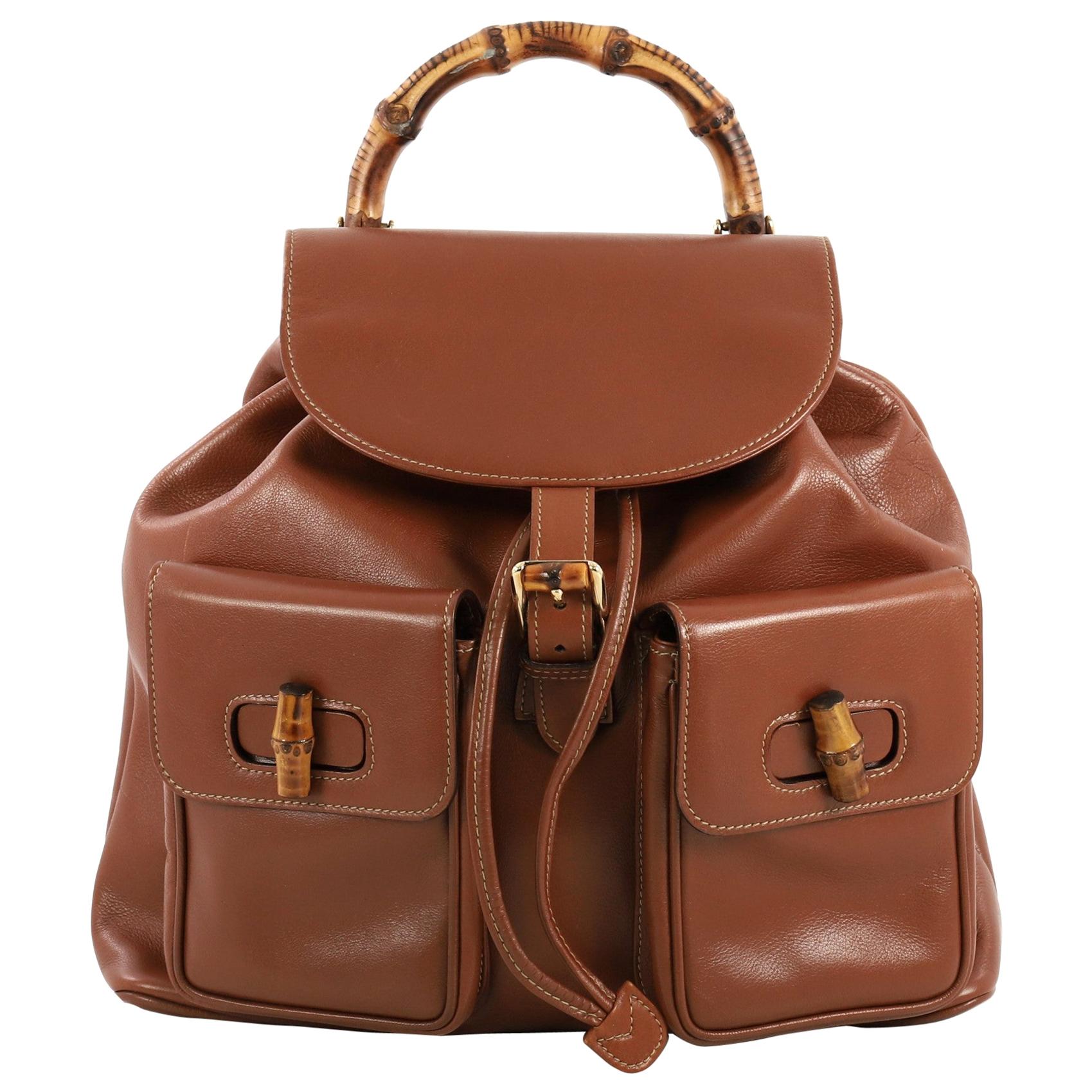 Gucci Vintage Bamboo Backpack Leather Medium at 1stDibs