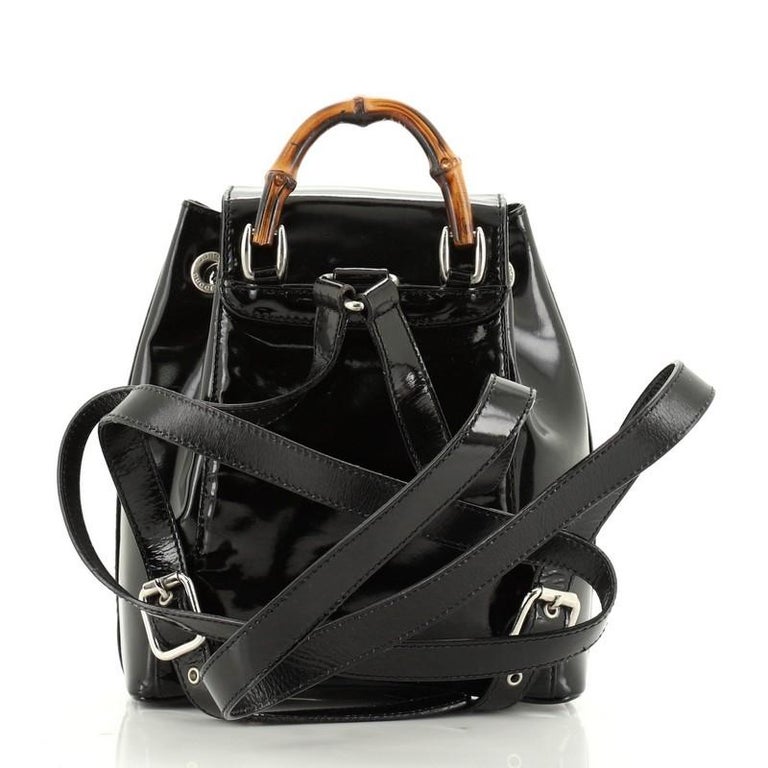 Gucci Vintage Bamboo Backpack Patent Super Mini at 1stdibs