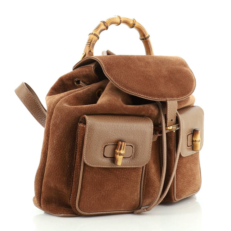 Gucci Vintage Bamboo Backpack Suede Medium at 1stDibs
