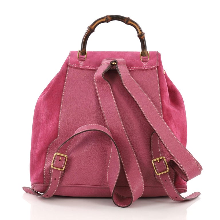 Gucci Vintage Bamboo Backpack Suede Medium at 1stDibs