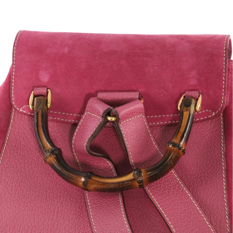 Gucci Vintage Bamboo Backpack Suede Medium at 1stDibs