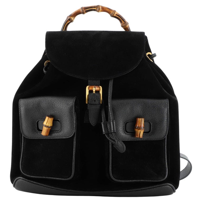 Gucci Vintage Bamboo Backpack Suede Medium For Sale at 1stDibs