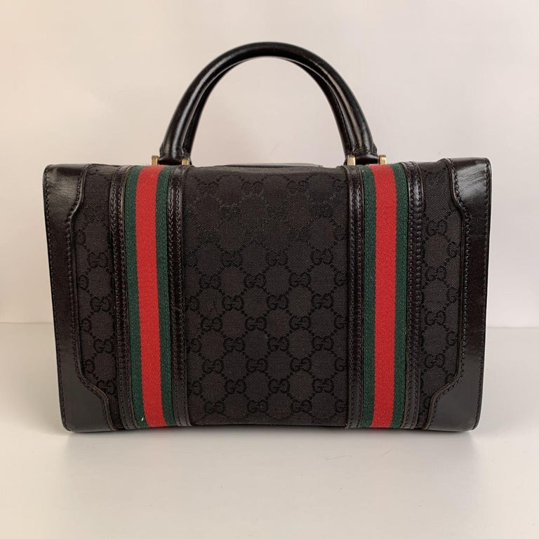 Gucci Vintage Black Monogram Canvas Train Case Beauty Bag For Sale at ...
