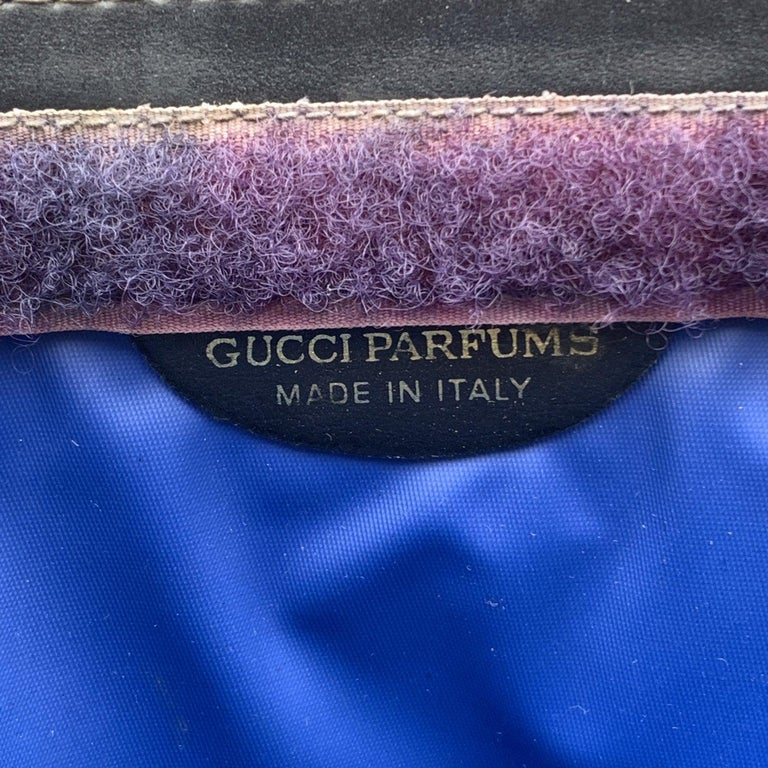 Gucci Vintage Blue Monogram Canvas Cosmetic Bag Clutch with Stripes at ...