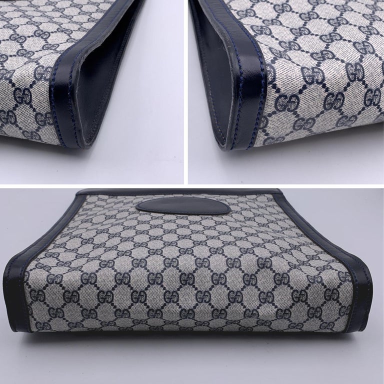 Gucci Vintage Blue Monogram Canvas Shopping Bag Tote Handbag For Sale ...