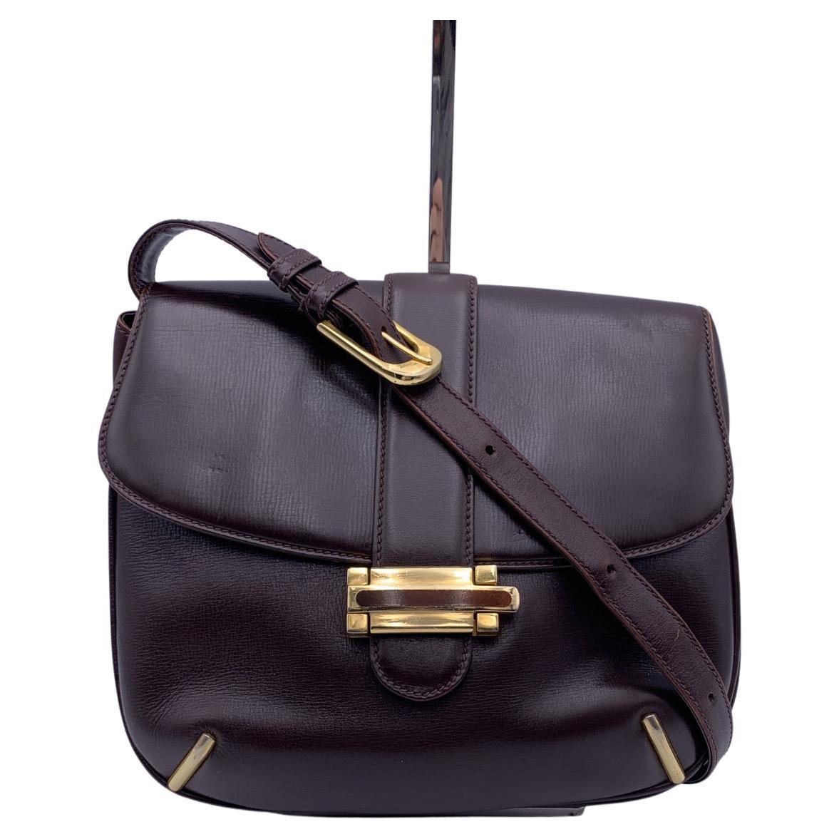 GUCCI VINTAGE Brown CROCODILE Leather SHOULDER BAG w/ Chain Straps For ...