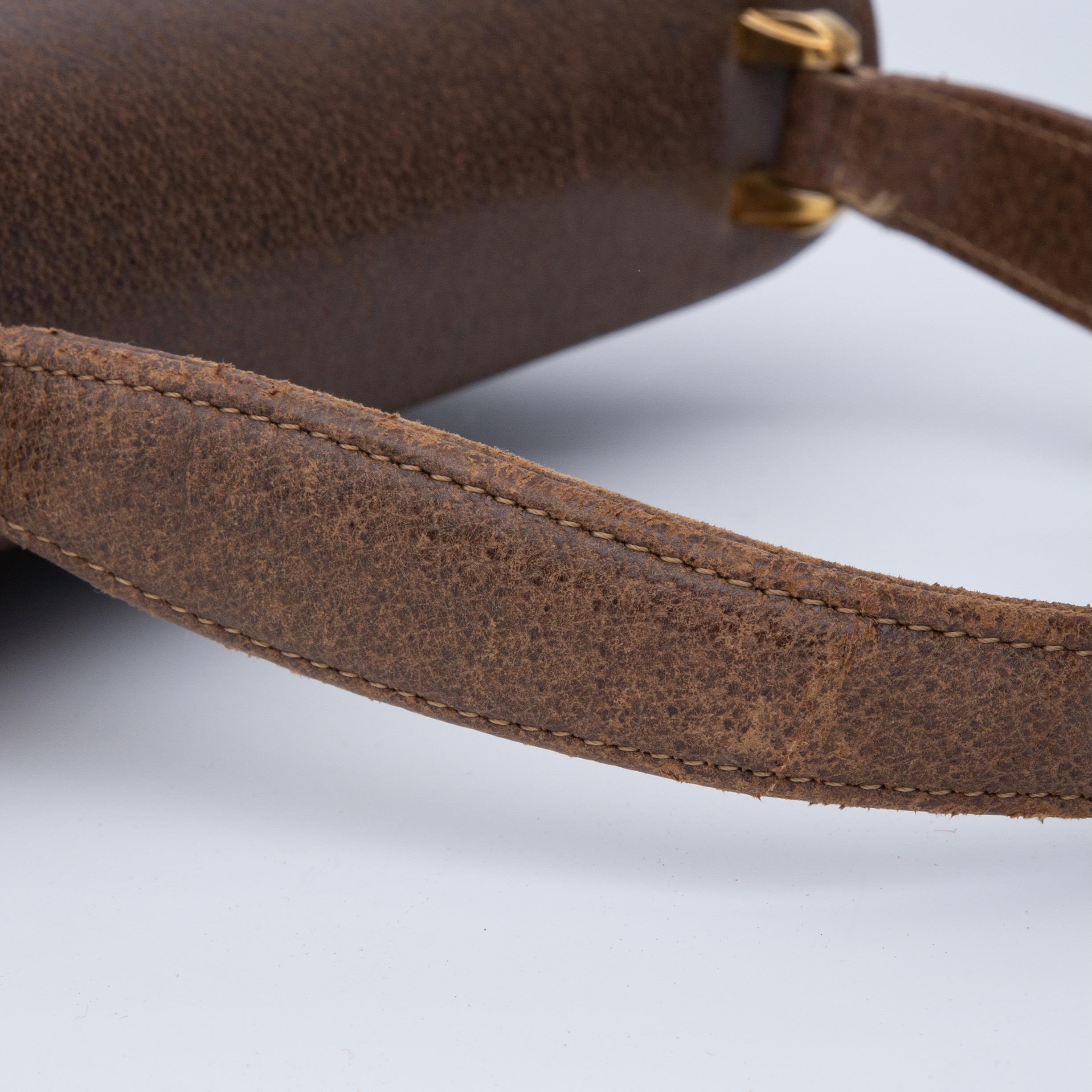 Gucci Vintage Brown Leather Gg Flip Lock Handbag (Circa 1955) Rare For ...