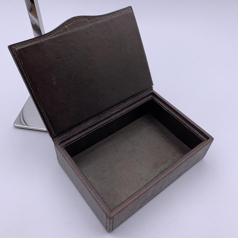 Gucci Vintage Brown Leather Jewelry Storage Trinket Box Case For Sale ...