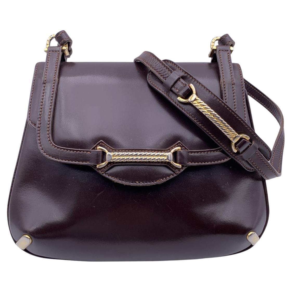 Gucci Vintage Brown Leather Shoulder Bag Handbag For Sale at 1stDibs
