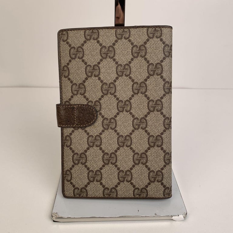 Gucci Vintage Brown Monogram Canvas Agenda Notebook Cover For Sale at ...
