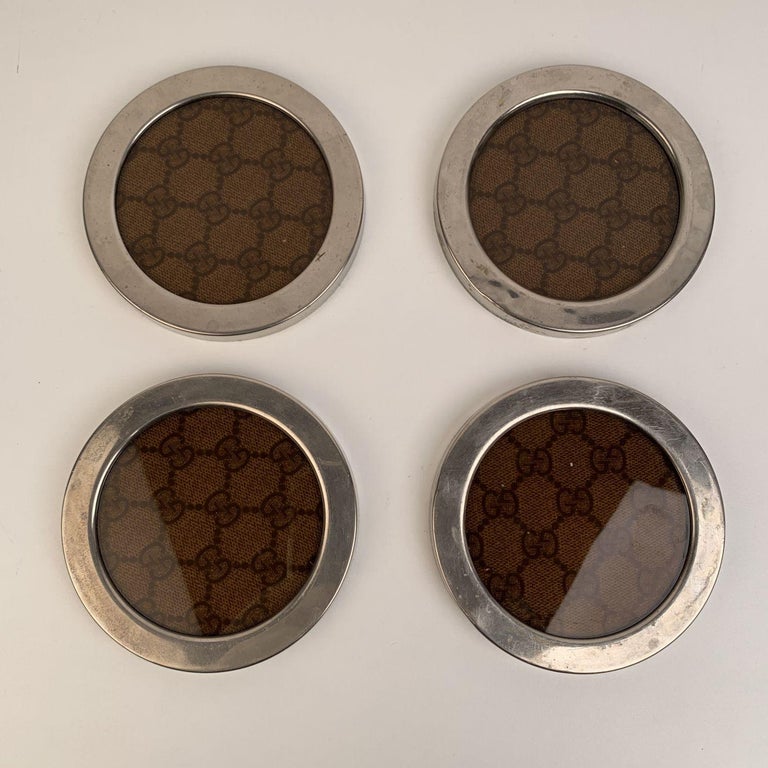 Gucci Vintage Brown Monogram Set of 4 Round Coasters at 1stDibs | gucci ...