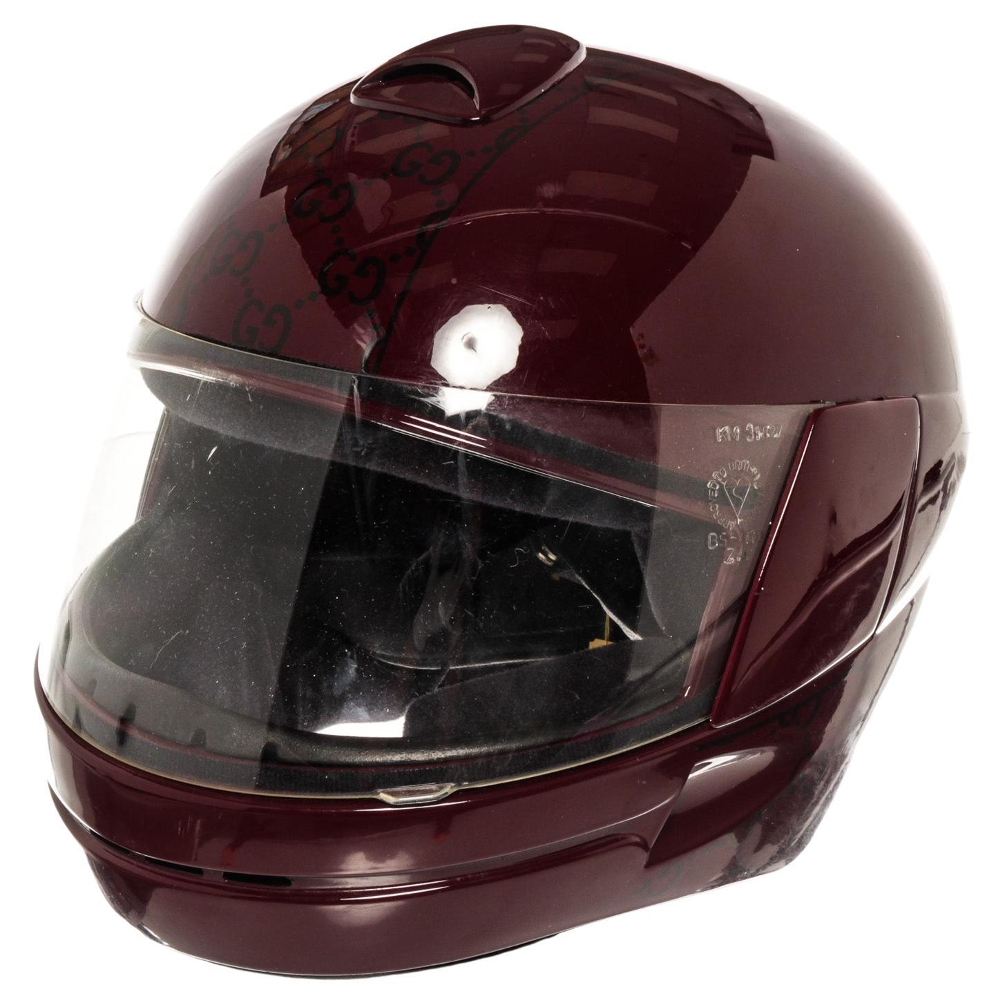 Gucci Vintage Burgundy GG Supreme Print PVC Motorcycle Full-face XL ...
