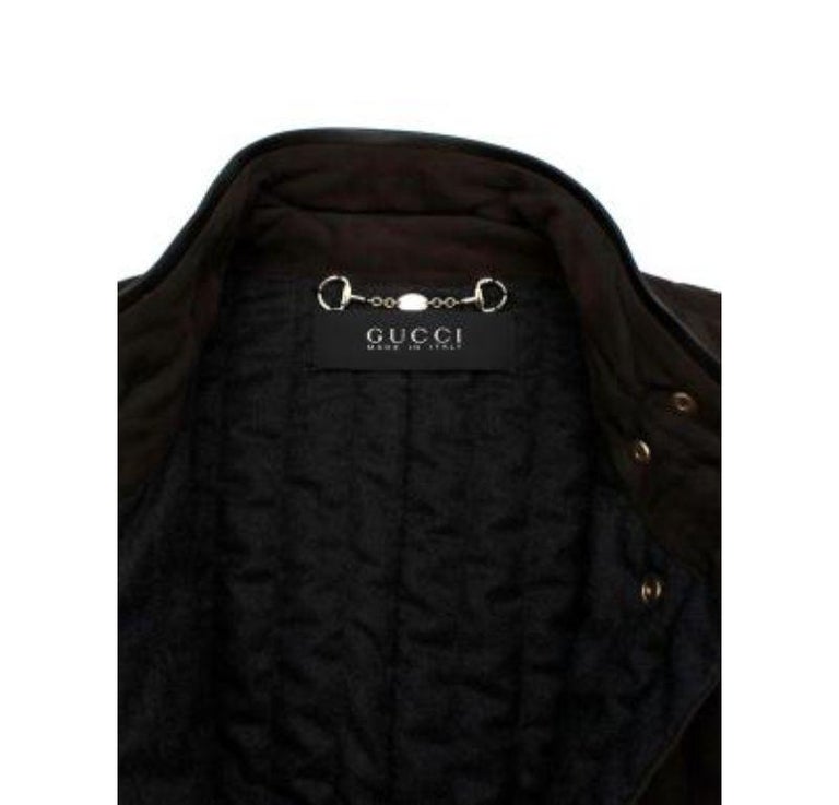 Gucci Vintage Chocolate Brown Suede Quilted Jacket For Sale at 1stDibs