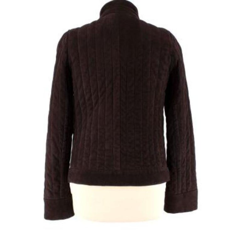 Gucci Vintage Chocolate Brown Suede Quilted Jacket For Sale at 1stDibs